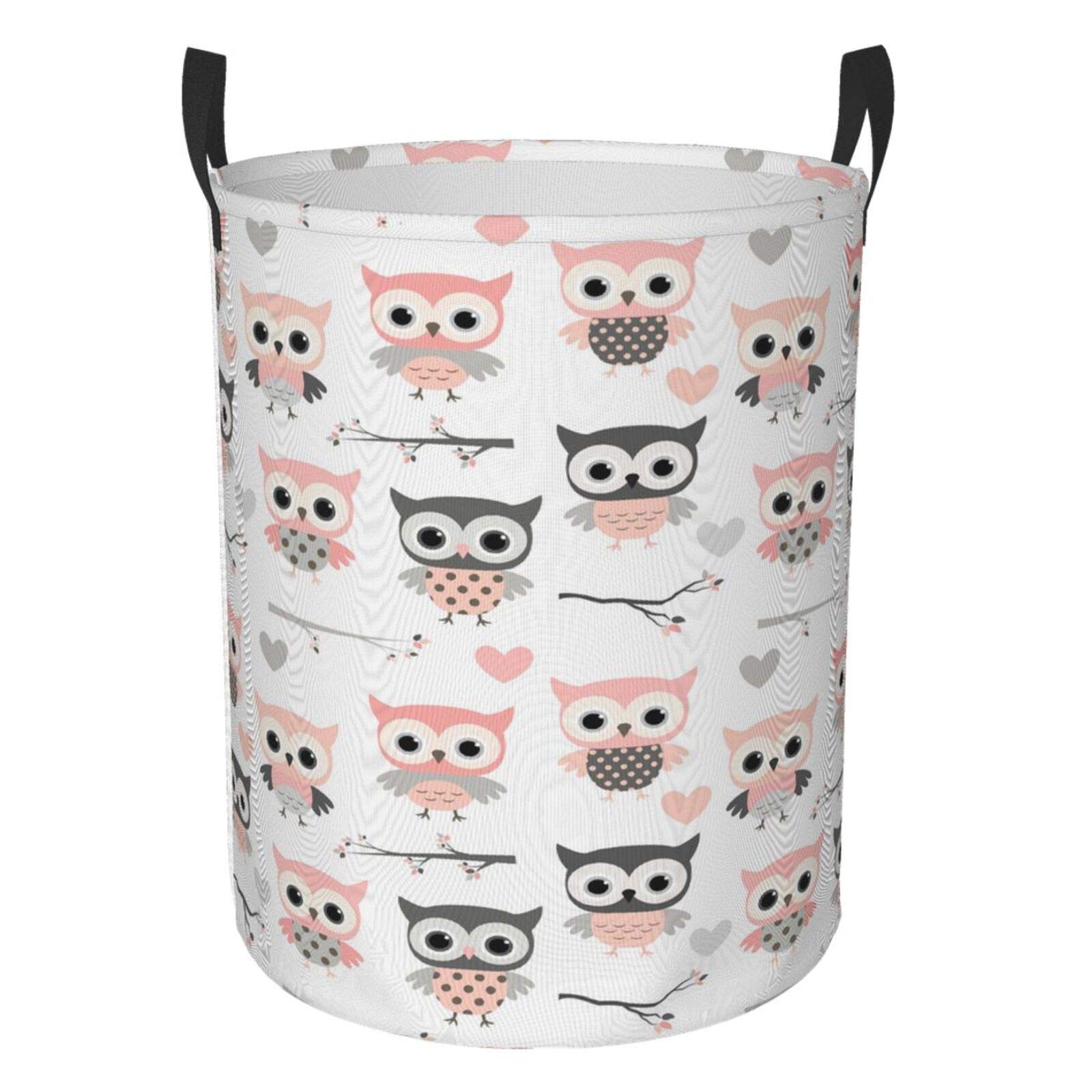 Foruidea Owl Laundry Basket,Laundry Hamper,Collapsible Storage Bin, Oxford Fabric Clothes Baskets,Nursery Hamper For Home,Office,Dorm,Gift Basket