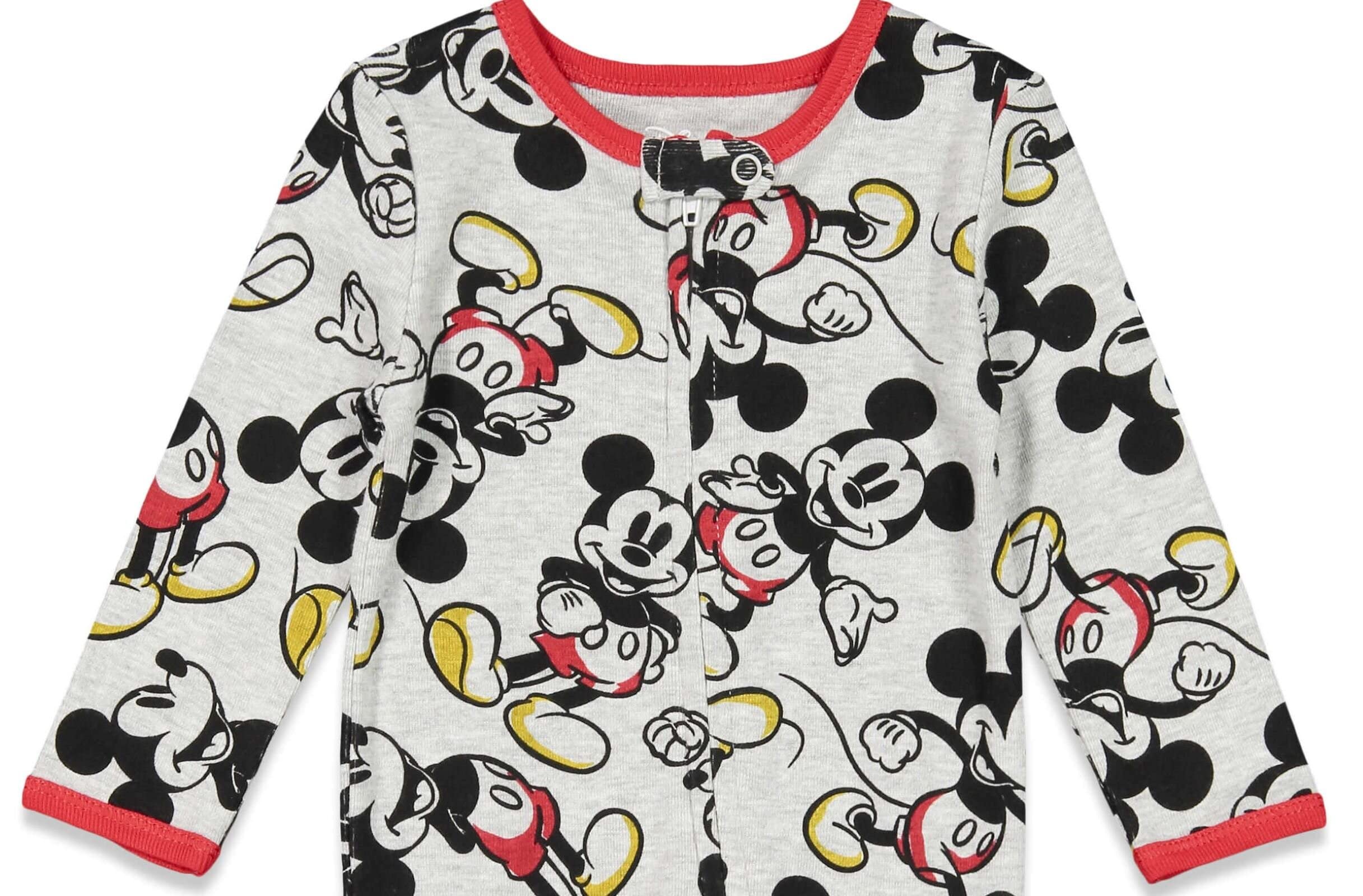 Disney Mickey Mouse Infant Baby Boys Zip-Up Long Sleeve Sleep N' Play Coverall Red & Gray 12 Months