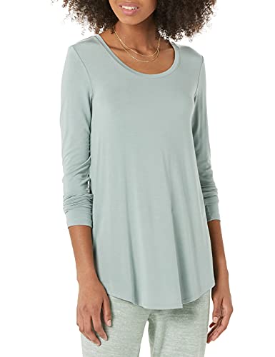 Amazon Essentials Women's Jersey Relaxed-Fit Long-Sleeve Scoopneck Swing Tunic (Previously Daily Ritual), Sage Green, Small