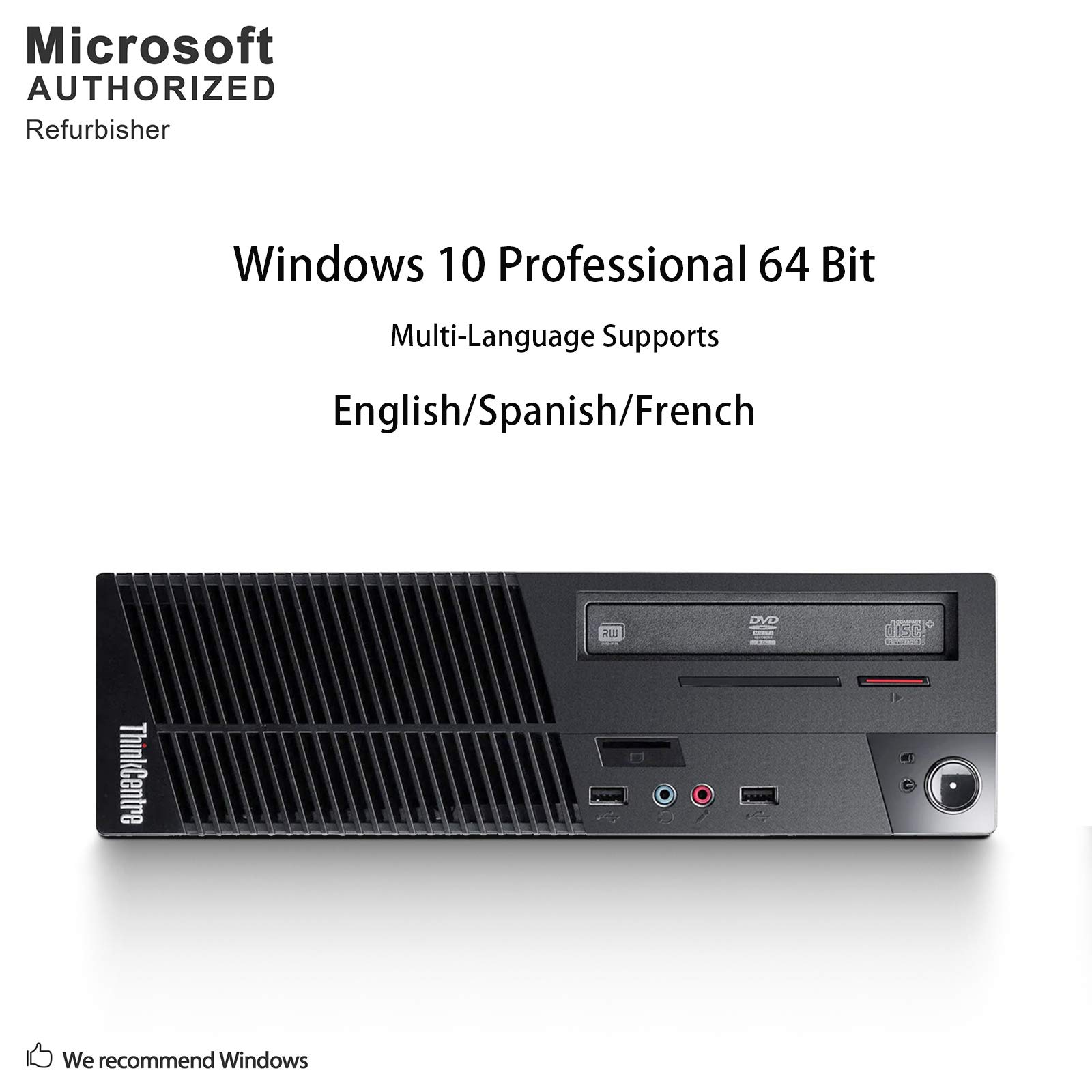 Lenovo ThinkCentre Small Form Factor Desktop PC Computer Package, Intel Core 3.1GHz, 8G DDR3, 1T, DVD, DVI, VGA, 19 Inch LCD Monitor(Brands May Vary), Keyboard, Mouse, Win10 Pro 64 Bit (Renewed)