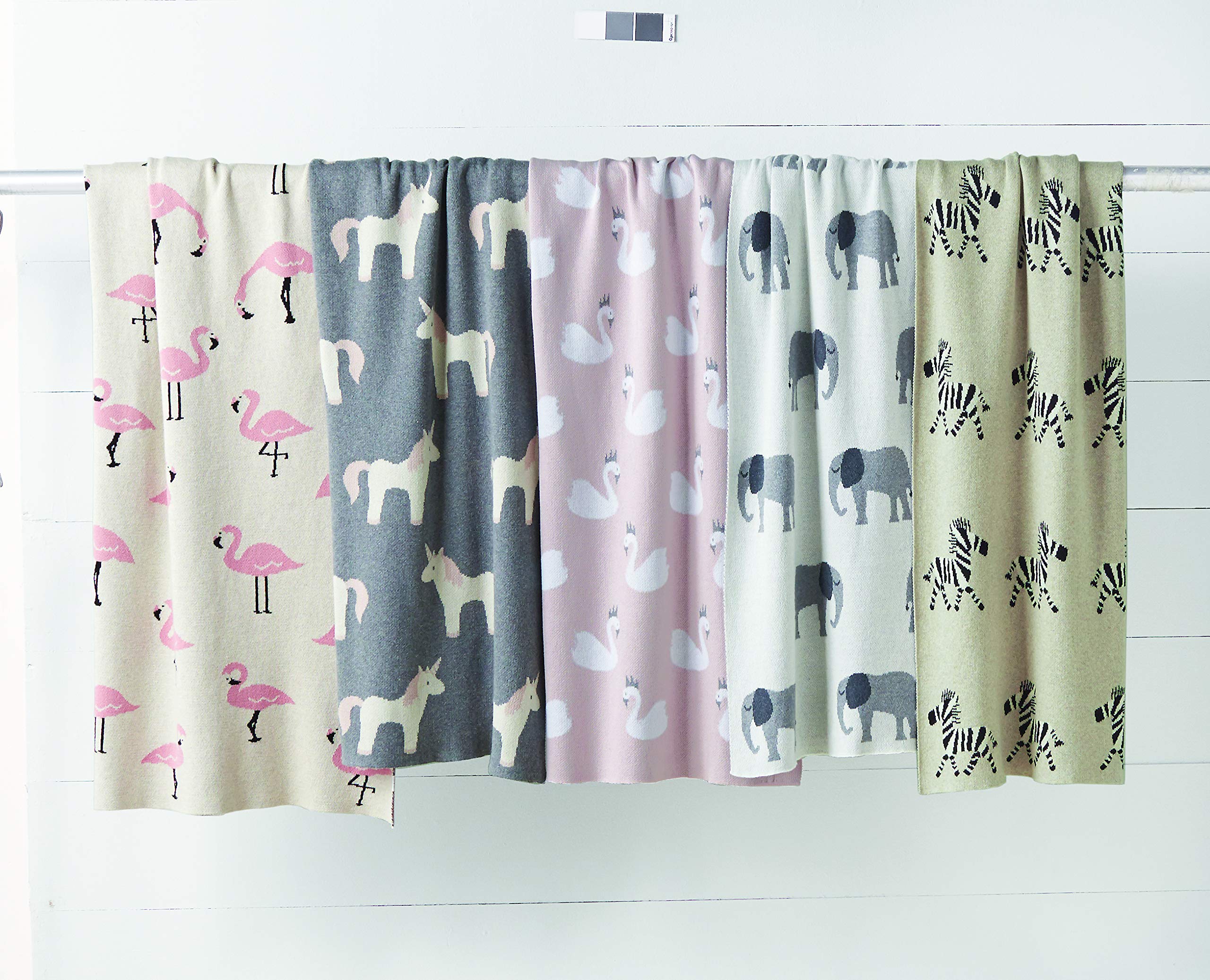 Mud Pie Soft Cotton Nursery Decor Unicorn Blanket, Grey