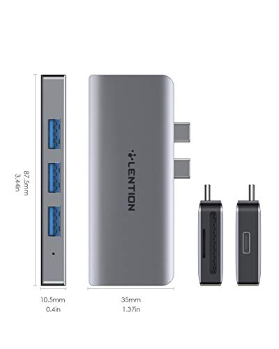 LENTION 6 in 1 USB C Hub with 1 USB C (100W PD/40Gbps Data/5k Video Output), 3 USB 3.0 & SD/Micro SD Card Reader Compatible 2016-2023 MacBook Pro 13/15/16, Mac Air(CB-CS62, Space Gray)
