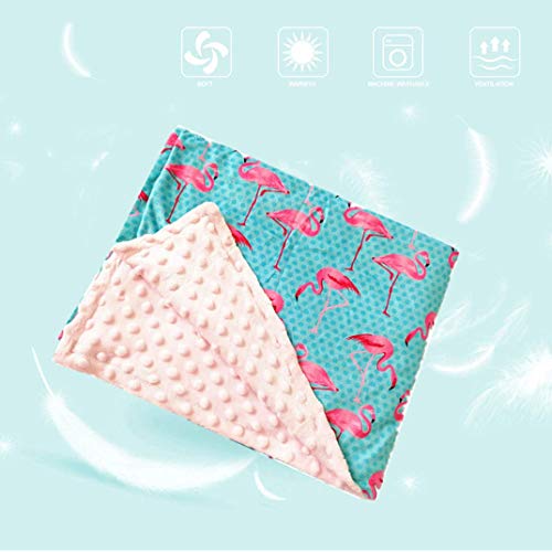 Baby Blanket Super Soft Minky Blanket with Double Layer Dotted Backing Pink Flamingo Security Blanket for Newborns Nursery Stroller Receiving Toddlers Crib Bedding for Boy or Girl(30 x 47 Inch)