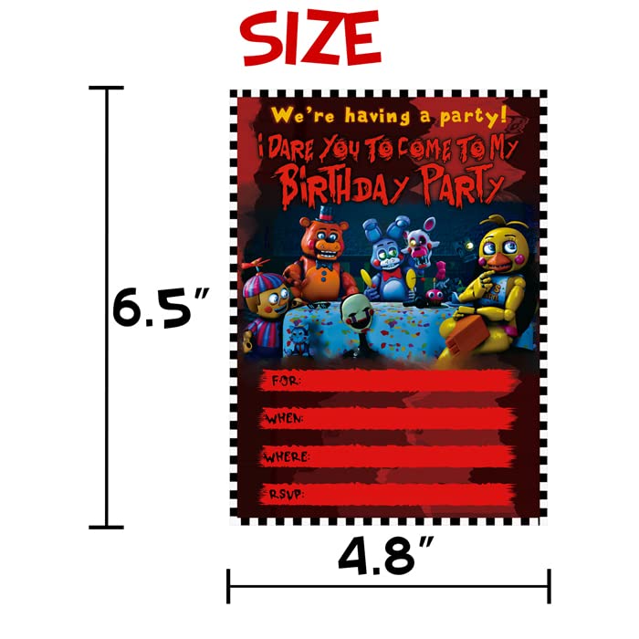20 Set Fnaf Birthday Invitation Cards Bear Game Friends Invite Party Supplies Gift Card