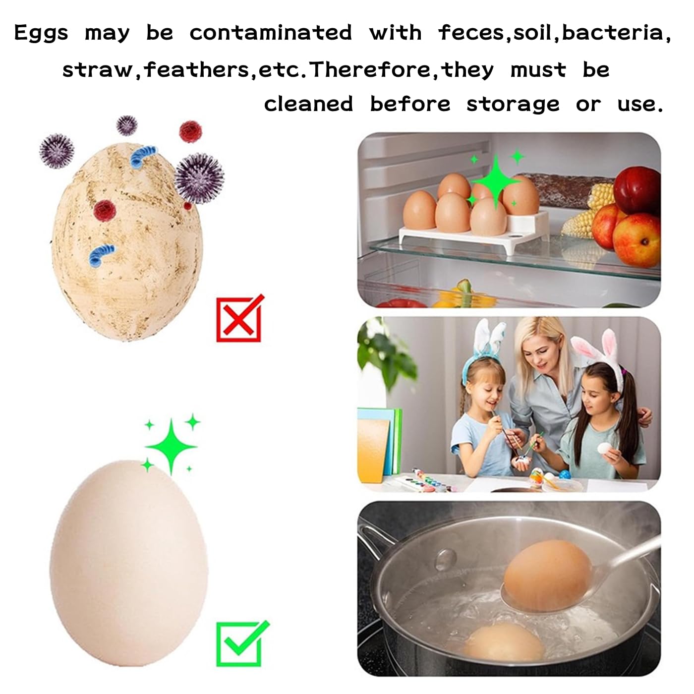 2Pack Fresh Egg Brush Cleaner, Egg Cleaner for Fresh Eggs,Egg Washer for Fresh Eggs,Cleaning Tools for Egg Washer (White+Eggcolor)