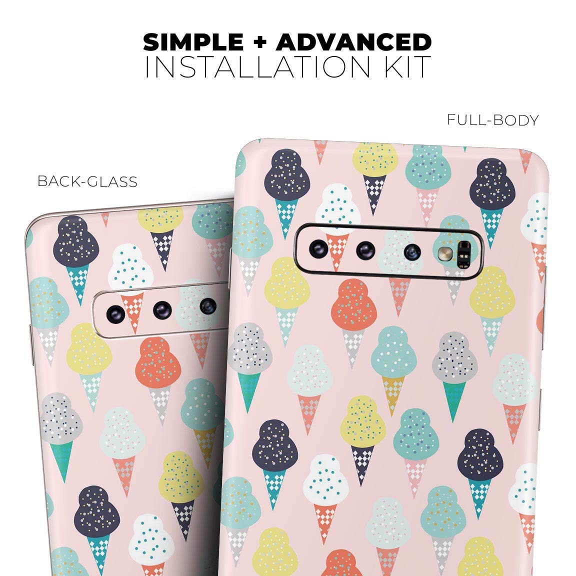 DesignSkinz The All Over Pink Ice Cream Cone Pattern Protective Vinyl Decal Wrap Skin Cover Compatible with The Samsung Galaxy S20 (Screen Trim & Back Glass Skin)