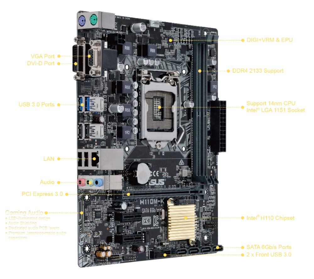 ASUS Micro ATX DDR4 LGA 1151 Motherboards H110M-K