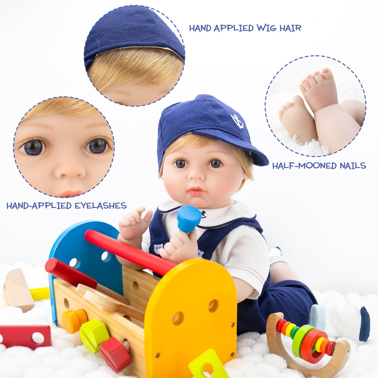 Aori Reborn Baby Dolls 22 inch Realistic Newborn Baby Boy Doll Lifelike Weighted with Feeding Toy Set