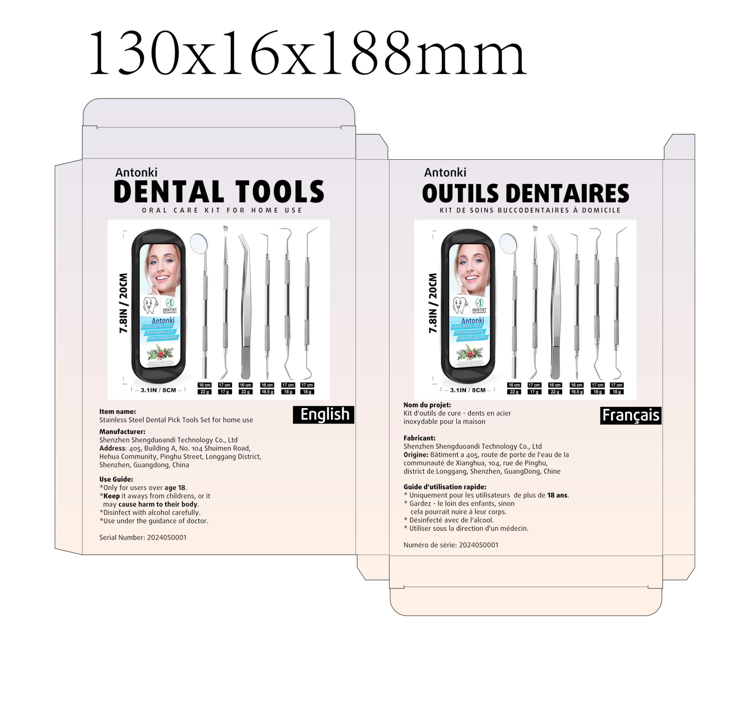 Antonki 6 Pack Teeth Cleaning Dental Tools, Plaque Remover Dental Hygiene Kit, Stainless Steel Professional Tooth Tartar Scraper for Home Use - with Case