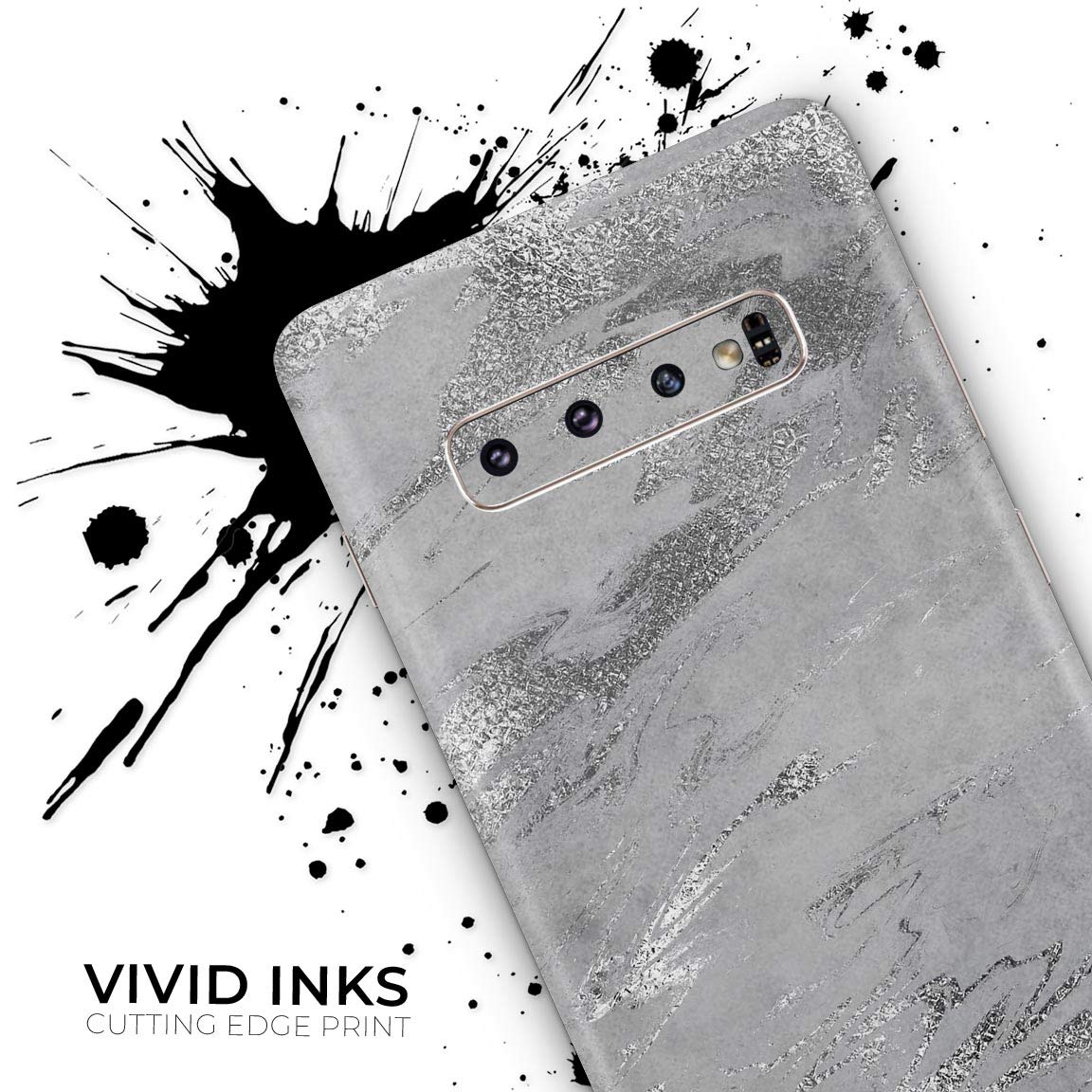 DesignSkinz Dark Silver Marble Swirl V9 Protective Vinyl Decal Wrap Skin Cover Compatible with The Samsung Galaxy S20 (Screen Trim & Back Glass Skin)
