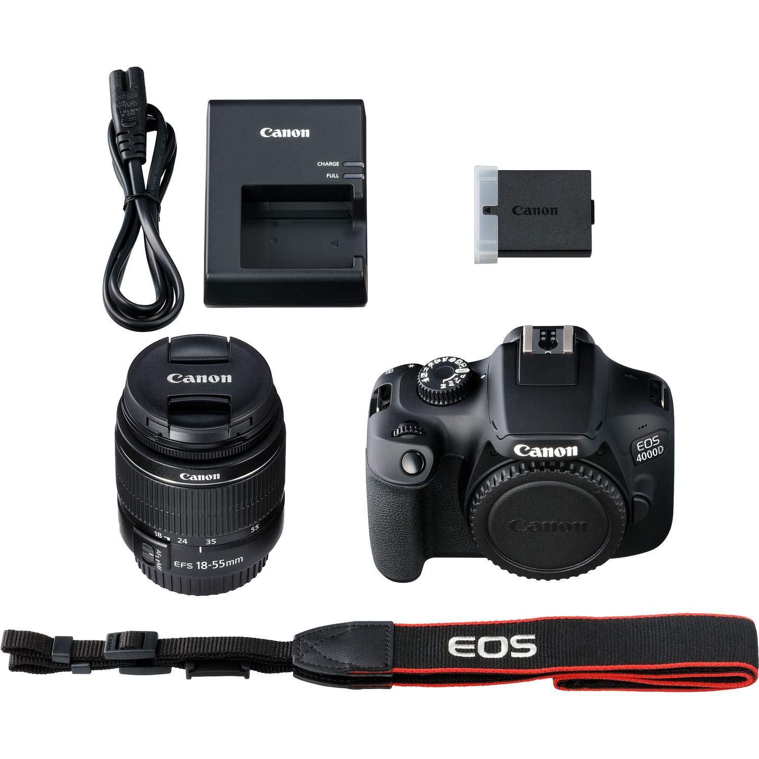 Canon EOS 4000D DSLR Camera with EF-S 18-55mm III Lens & EF 75-300mm III Lens Basic Bundle - Includes: Extended Life LPE10 Replacement Battery (1600mAh) & 2X Universal Lens Cap Keeper
