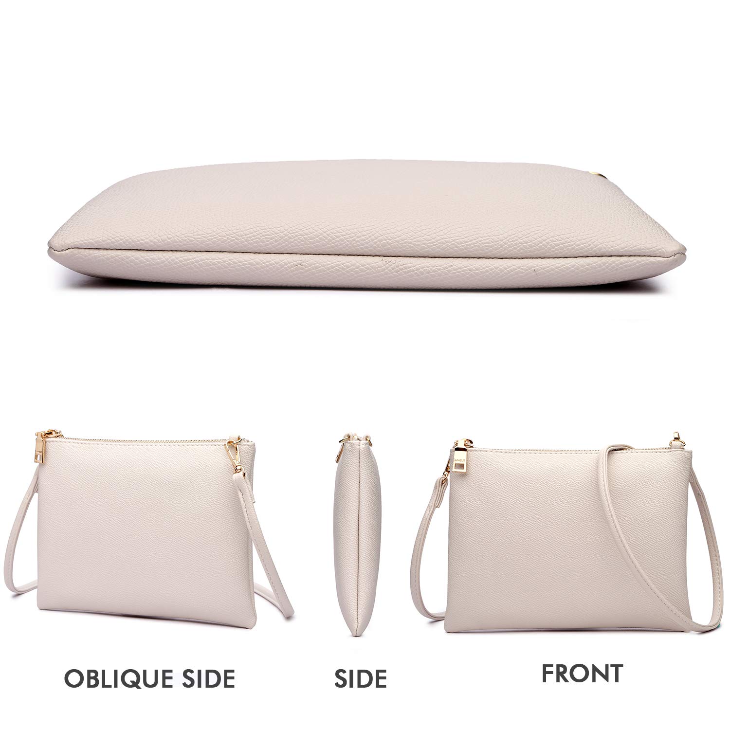 AMELIE GALANTI womens small crossbody strap handbag bag,Soft Leather Fabric Delicate Durable Fashion Design (Cream)