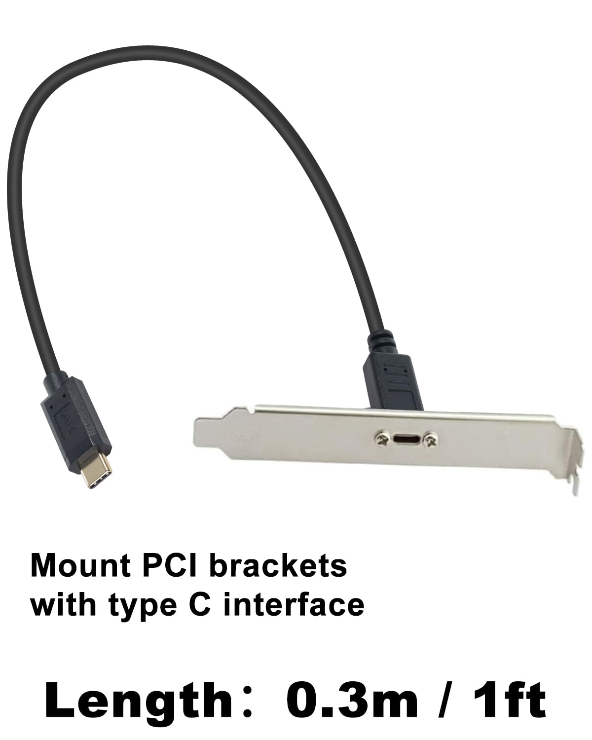 Poyiccot USB 3.1 Type C Extension Cable, USB C Extension Cable Short, USB C Panel Mount 10Gbps 60W USB C Extender Cable for Data & Sync (Straight USB C Male to Female), 1ft/30cm