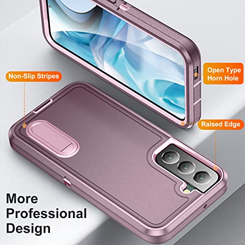 BaHaHoues for Samsung Galaxy S22 Case, Samsung S22 Phone Case with Built in Kickstand,Shockproof/Dustproof/Drop Proof Military Grade Protective Cover for Galaxy S22 5G 6.1 inch(Night Purple/Baby Pink)