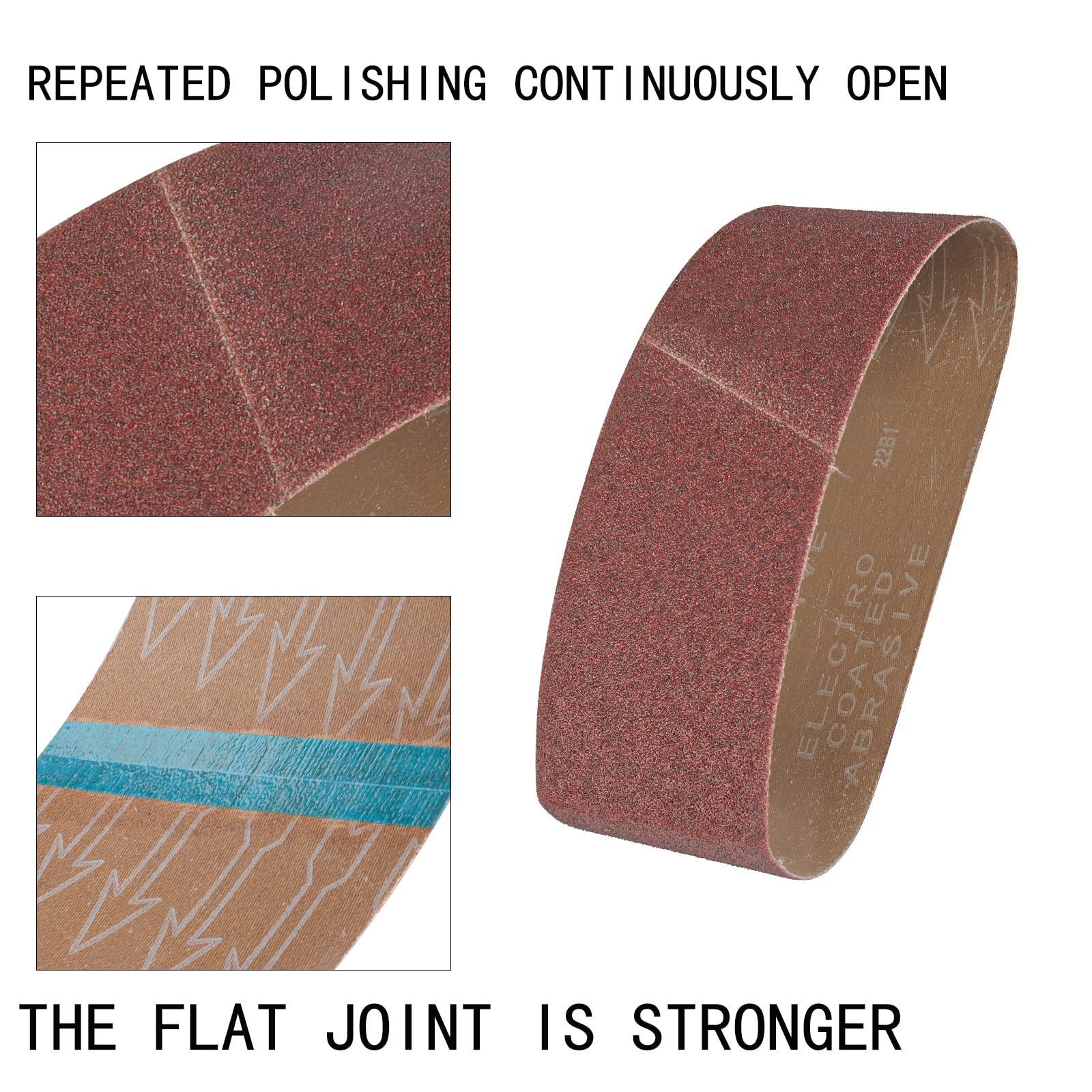 3X21 Sanding Belts 15PCS Belt Sander Paper Aluminum Oxide (3 Each of 80/120/150/240/400 Grits) Ideal for Wood Metal Paint Sanding
