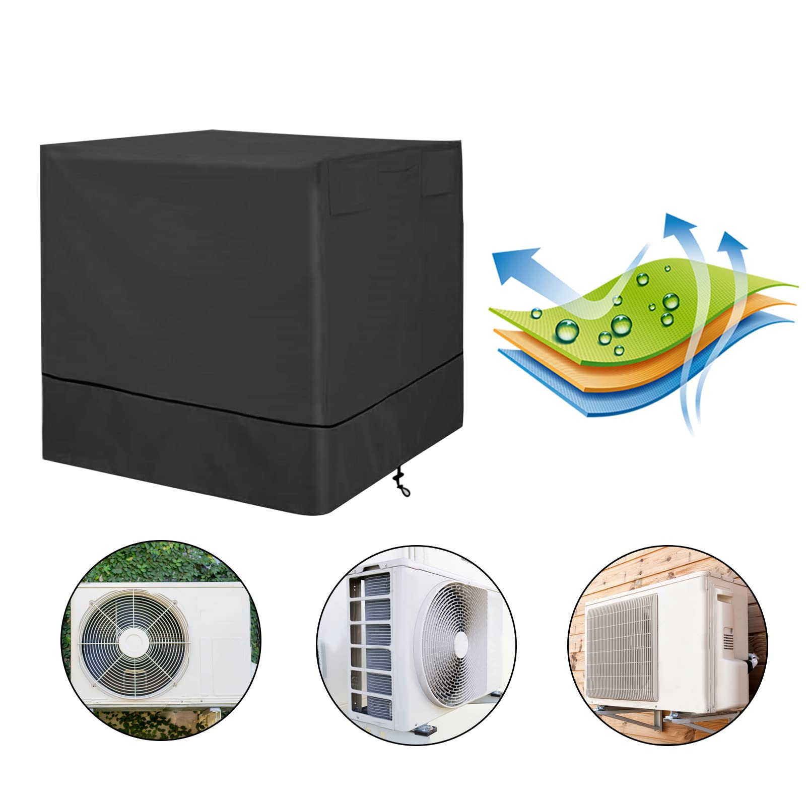 Air Conditioner Covers for Outside Units, Uranshin 36 Inch Square A/C Unit Winter Weather Protector, Heavy Duty 600D Outdoor Central AC Cover with Air Vents, Waterproof AC Defender Cover 36 x 36 x 39