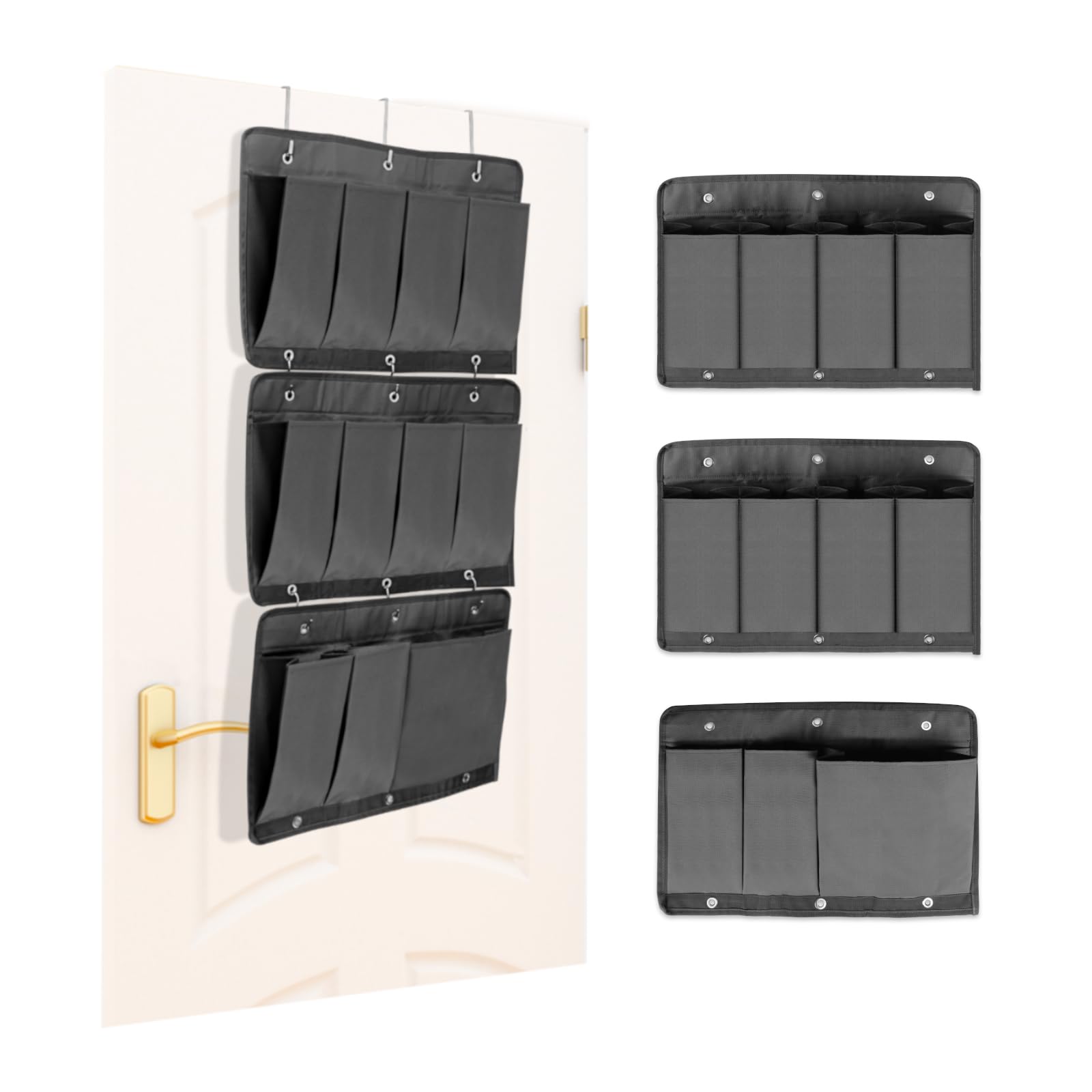 3 Pack Hanging Shoe Storage Pockets,Over the Door Rv Shoe Organizer Hanging with Hooks,Shoe Rack for Closet Organizers and Storage,Bedside Caddy for Shoes Tools Accessories,Shoe Holder Hanger Grey