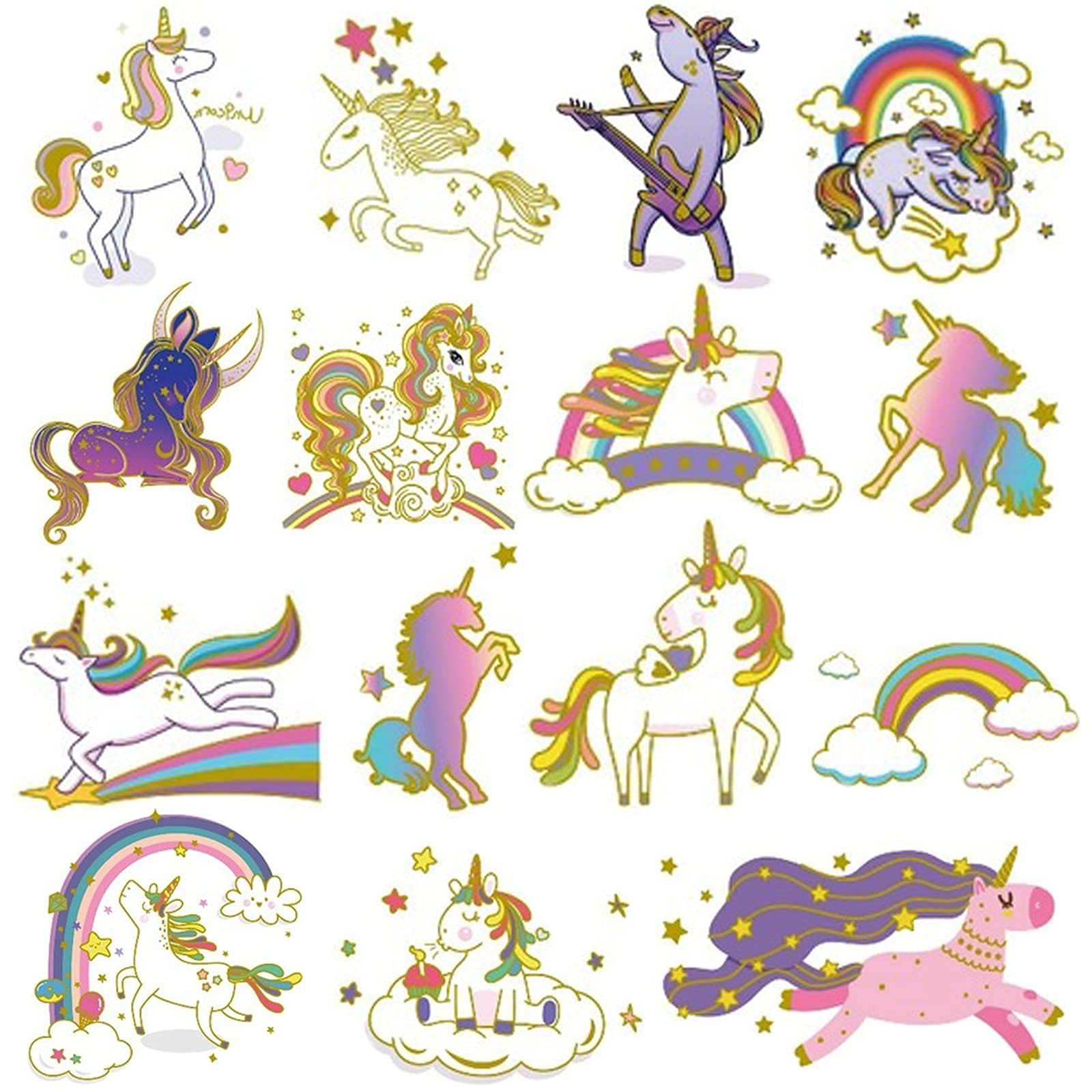Ooopsiun Glitter Temporary Tattoos for Girls, 9 Sheets Gold Birthday Party Supplies Decorations for Kids, Fake Tattoos Stickers