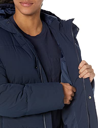 Amazon Essentials Men's Recycled Polyester Mid-Length Hooded Puffer (Available in Big & Tall), Navy, Large