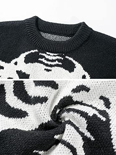 Aelfric Eden Skeleton Sweater Crew Neck Vintage Oversized Long Sleeve Y2k Pullover Skull Halloween Sweater