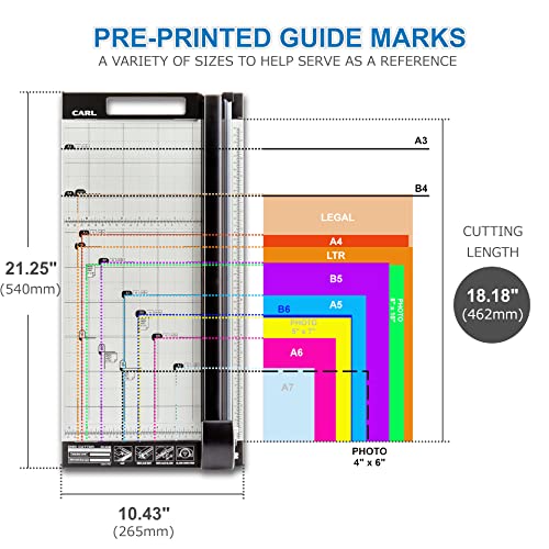 Carl 18 inch DC-2A3N Premium Rotary Paper Trimmer, Metal Base, 15 Sheet Cutting Capacity.