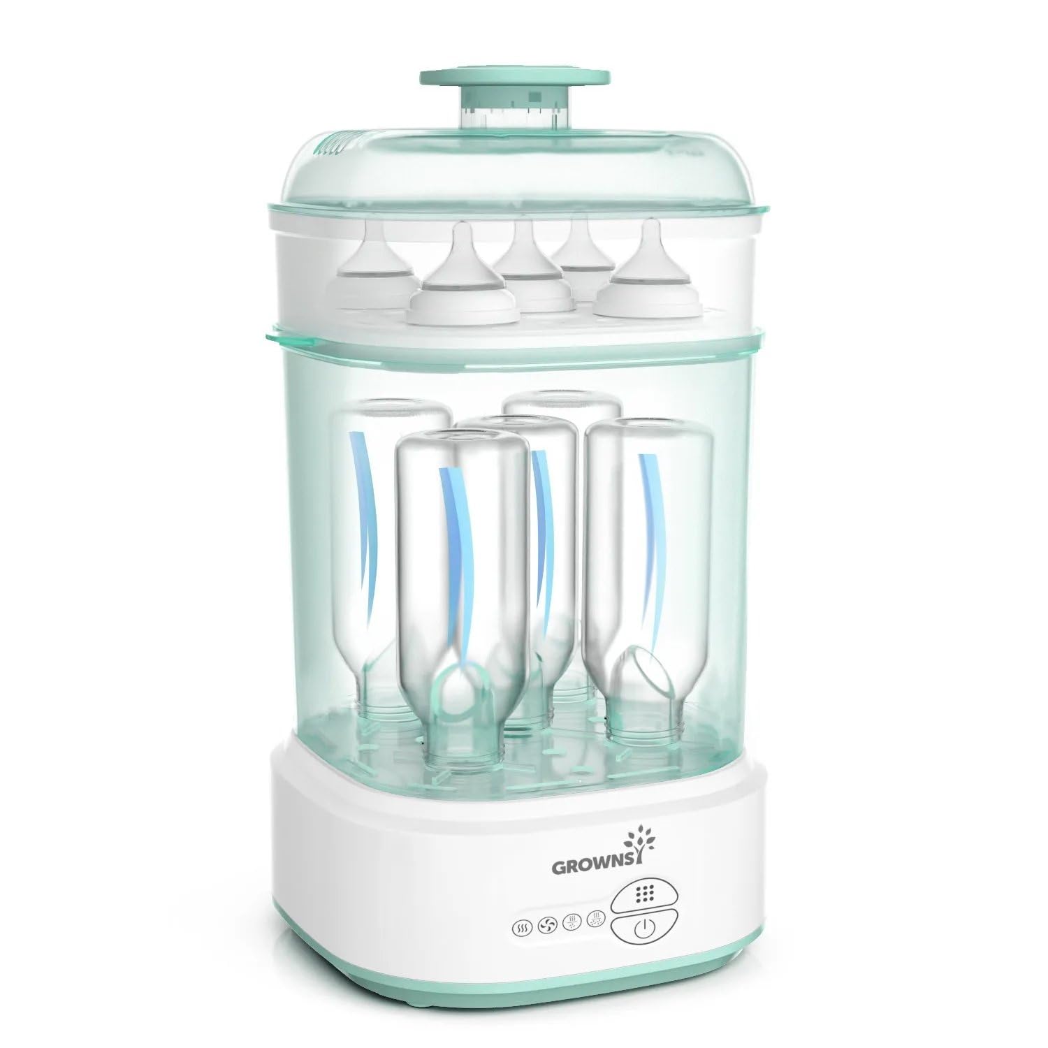 GROWNSY Bottle Dryer Compact Electric Baby Bottle Steamer, Bottle Dryer for Baby Bottles, Pacifiers, Pump Parts Green