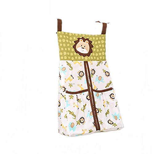 CribMATE Green Lion Nursery Diaper Stacker 1 PC Embroidery Animal Diaper Hanging Bag for Baby Boy (Green Lion)