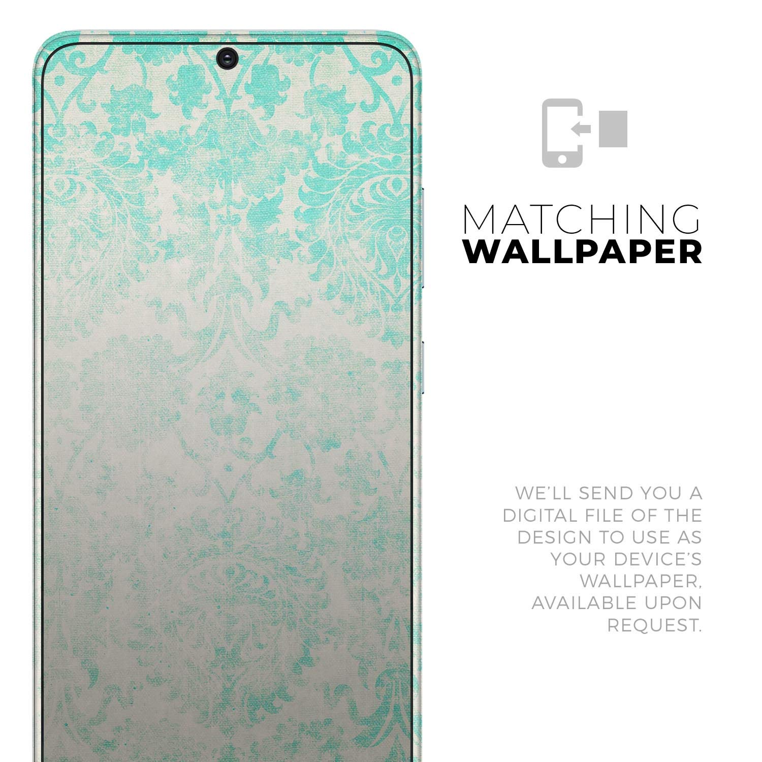 DesignSkinz Faded Teal Pattern of Decadence Protective Vinyl Decal Wrap Skin Cover Compatible with The Samsung Galaxy S20 (Screen Trim & Back Glass Skin)