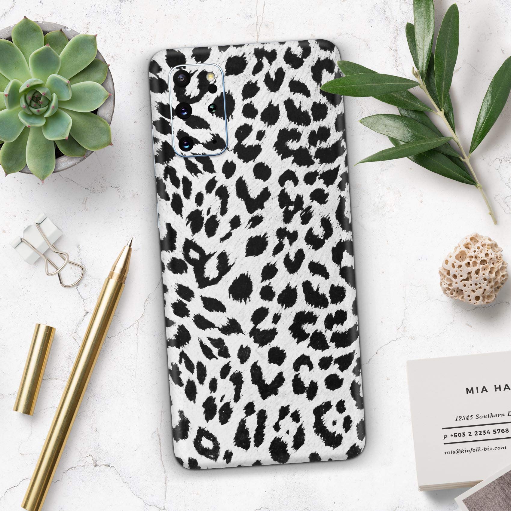 DesignSkinz Vector Leopard Animal Print Protective Vinyl Decal Wrap Skin Cover Compatible with The Samsung Galaxy S20 (Screen Trim & Back Glass Skin)