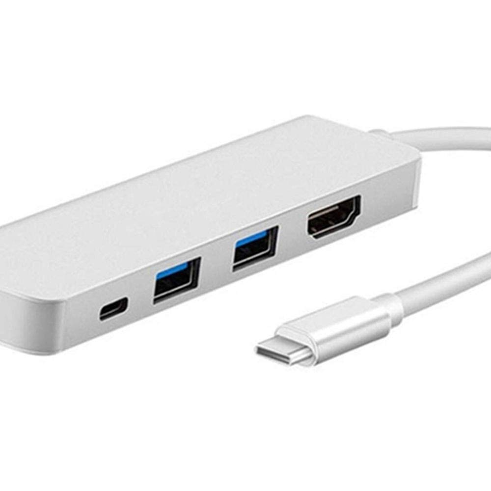 Leya-US Spare Part 4 in 1 Type C Hub with HDMI USB 3.0 Adapter Compatible for MacBook Hub USB Computer Peripherals USB Type C HDMI Compatible for MacBook Pro Air