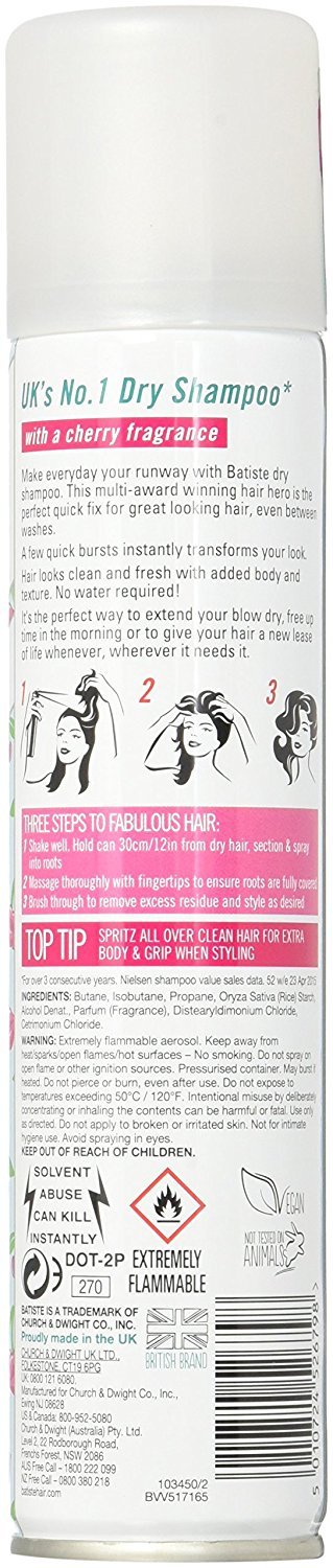 Batiste Dry Shampoo, Cherry 6.73 oz (Pack of 4)