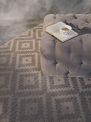 Furnish my Place Outdoor Collection Accent Diamond Rug - 5 ft. 3 in. x 7 ft. 6 in. Dove, Moroccan Water Proof Rug for Bedrooms, Gardens, Patio