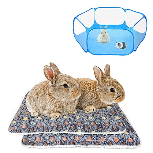 Amakunft 2 Pcs Large Guinea Pig Bed Mat, Rabbit Sleep Bed, 17.7x13.7x2 Inches, Small Animal Playpen for Bunny/Chinchilla/Hedgehog
