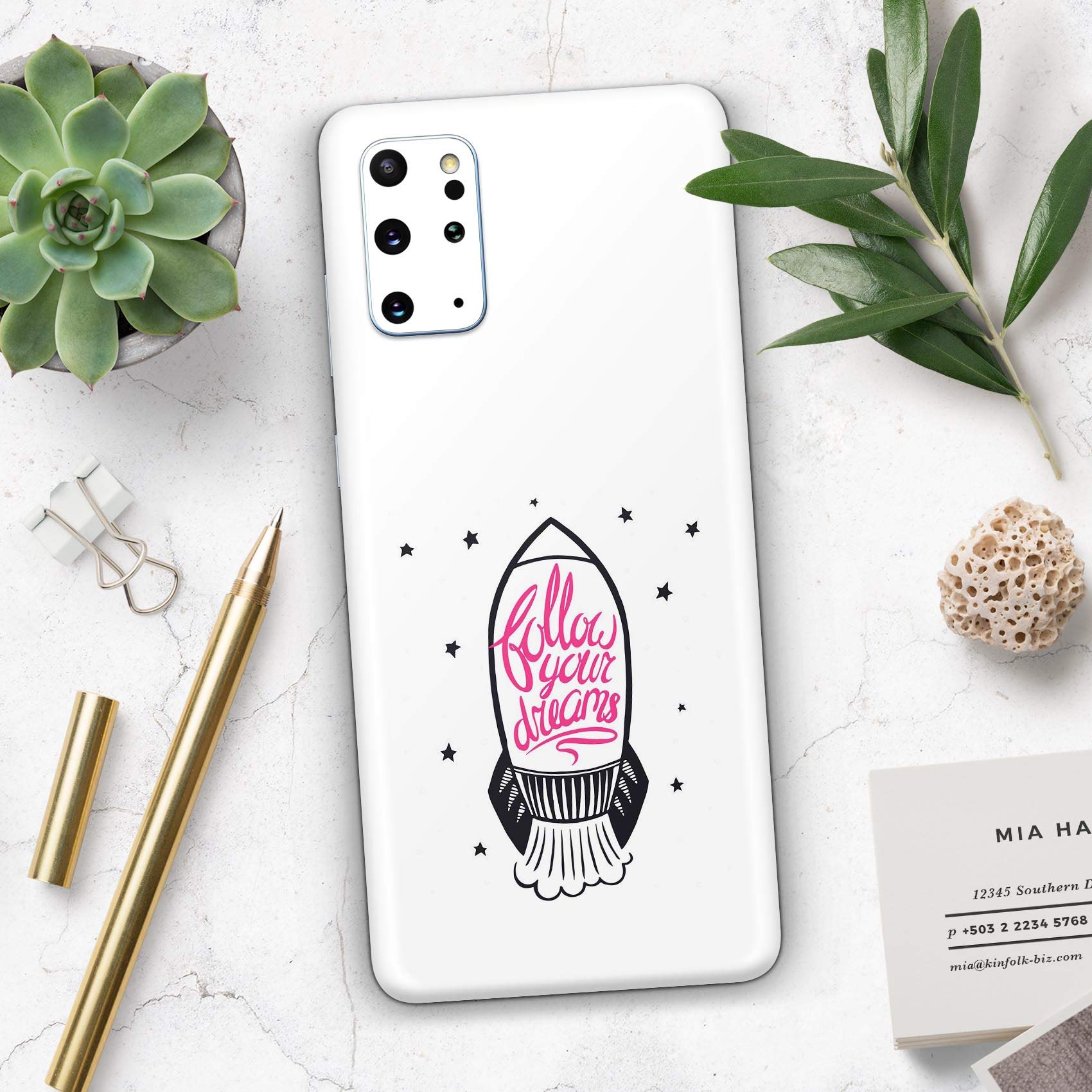 DesignSkinz Follow Your Dreams Protective Vinyl Decal Wrap Skin Cover Compatible with The Samsung Galaxy S20 (Screen Trim & Back Glass Skin)