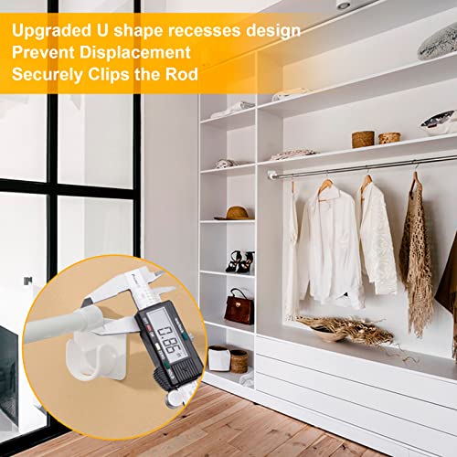 Adhesive Shower Curtain Rod Holder, Curtain Rod Bracket with Adhesive Pieces No Drilling Spring Tension Rod Retainer for Bathroom Kitchen Wardrobe | Rod End Diameter within 0.86inch 2pcs White