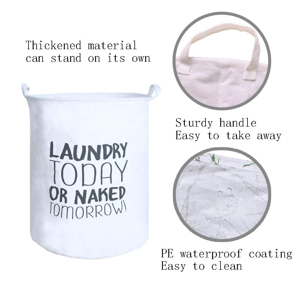 SDAIGC Collapsible Unicorn Laundry Basket, Blondie Canvas Waterproof Round Storage Hamper, Clothes Toys Organizer Basket, Cute Kids Gift Basket(White Today)