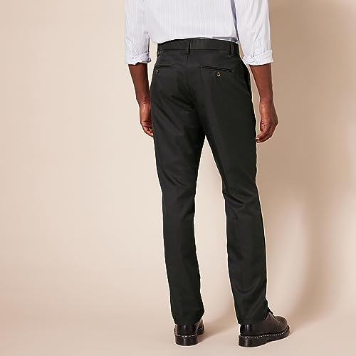 Amazon Essentials Men's Slim-Fit Flat-Front Dress Pant, Black, 34W x 30L