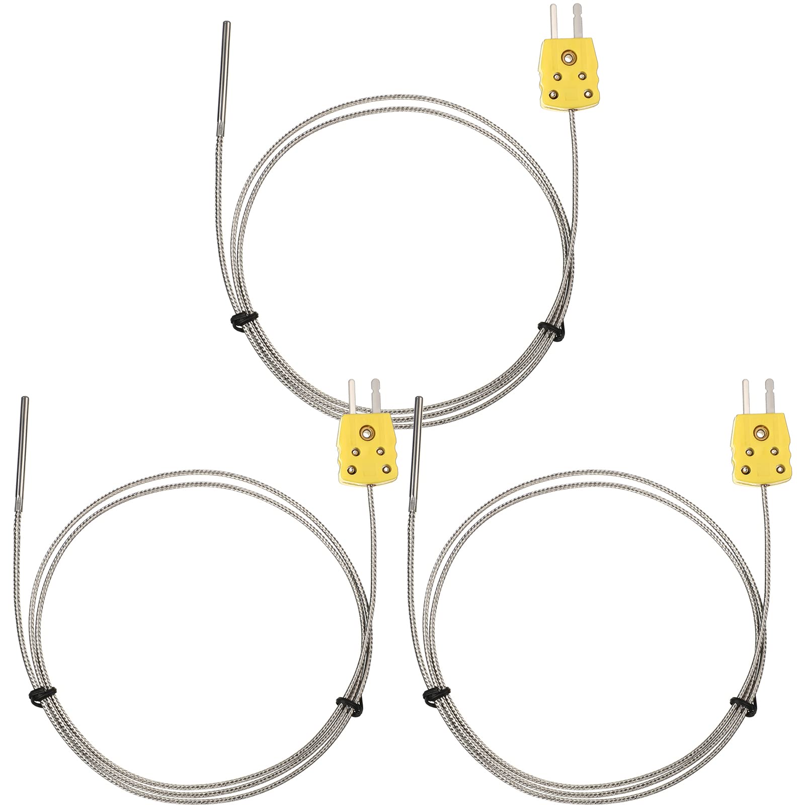3 Pcs Type K Thermocouple Probe TL1004 K Type Sensor Probes Metal Headprobe Mini Connector Temperature Probe Sensor for Meter in Temperature Range from 0 to 500 °C