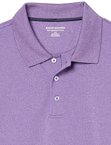 Amazon Essentials Men's Slim-Fit Quick-Dry Golf Polo Shirt, Purple Heather, Large