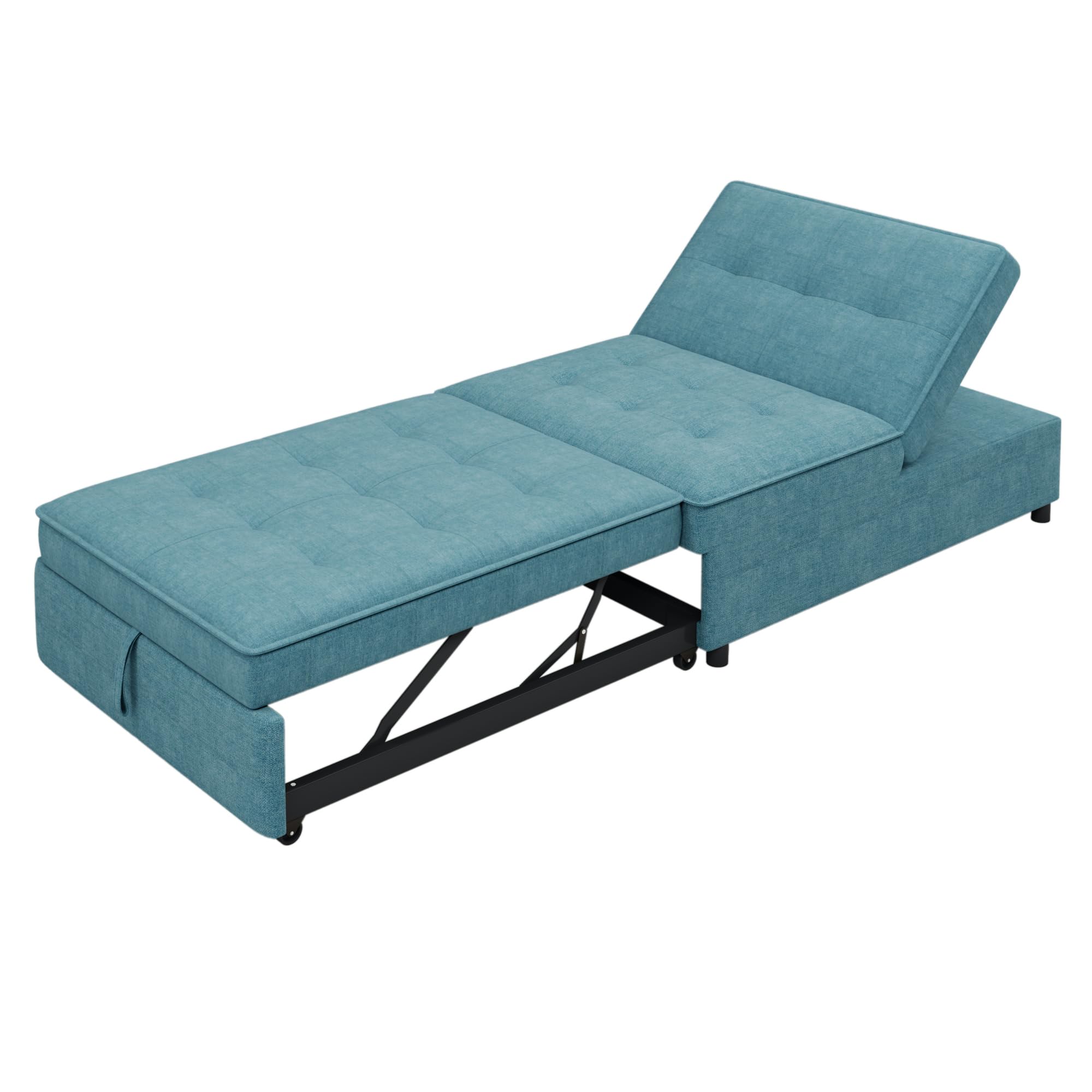 4 in-1 Sofa Chair Bed, Multi-Function Folding Ottoman Bed with Storage Pocket and USB Port for Small Room Apartment,Living Room,Bedroom,Hallway(Teal)