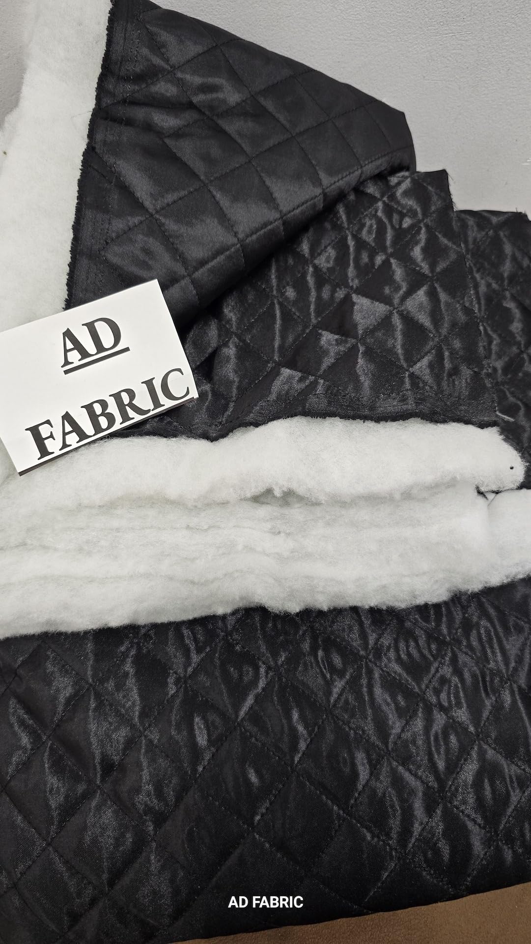 AD FABRIC, Polyester Quilted Padded Lining Fabric Black, 60" Wide, Sold by Yard, in Yards Continuous.