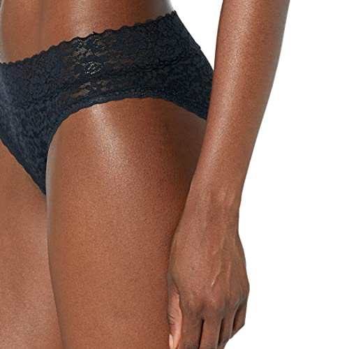 Amazon Essentials Women's Lace Stretch Bikini Brief Underwear, Pack of 4, Black, Medium