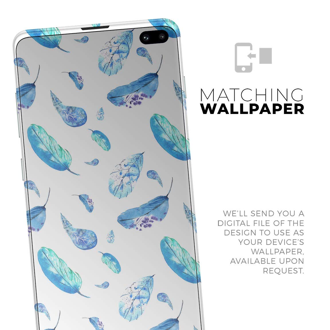 DesignSkinz Hipster Feather Pattern Protective Vinyl Decal Wrap Skin Cover Compatible with The Samsung Galaxy S20 (Screen Trim & Back Glass Skin)