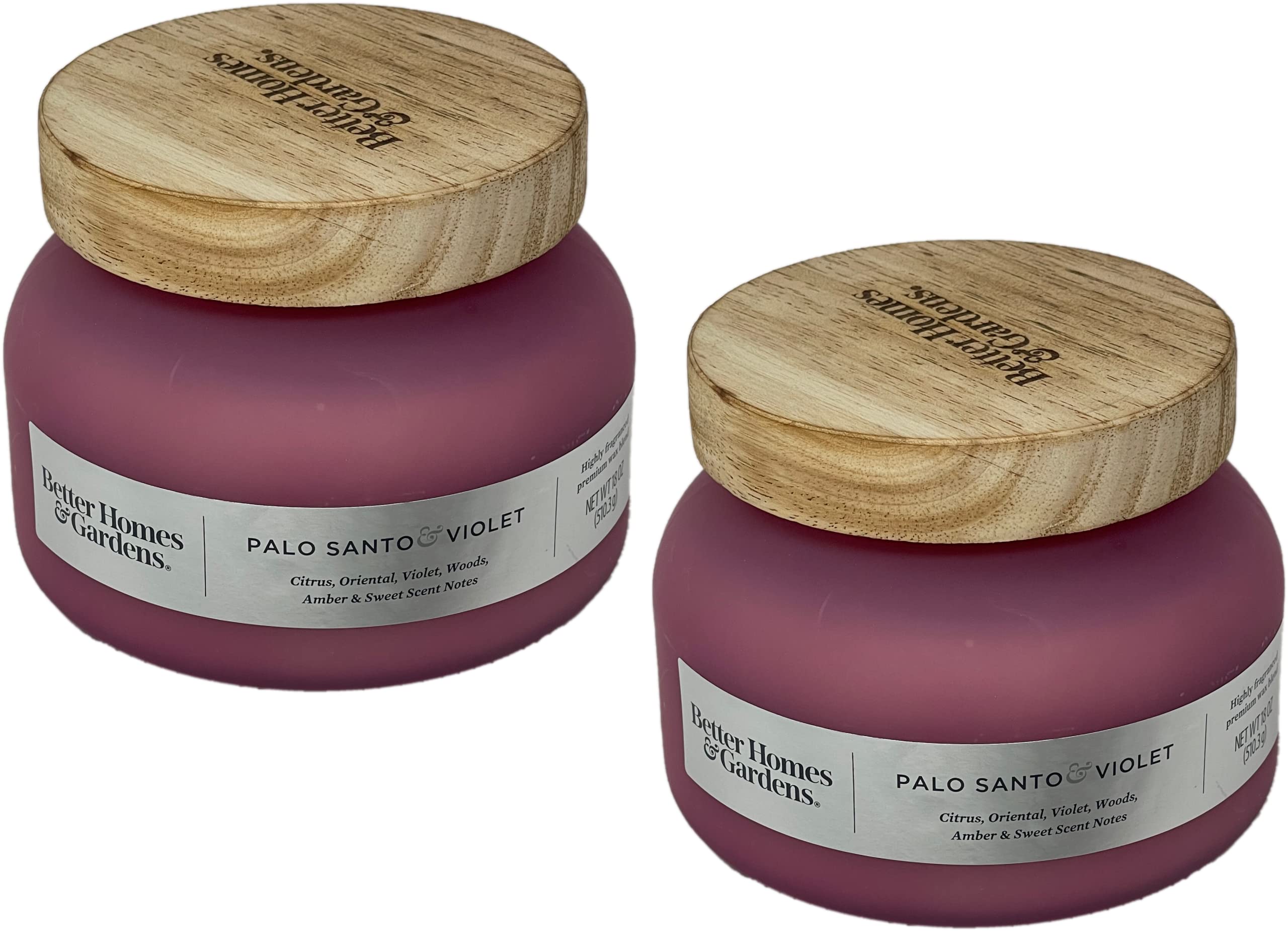 Better Homes and Gardens 18oz Scented Candle,Palo Santo and Violet 2-Pack,35706