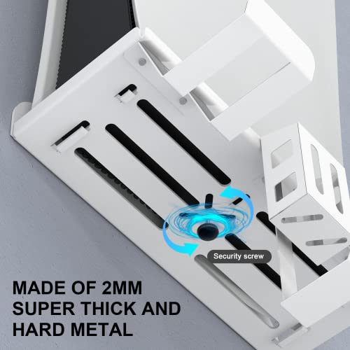 BELOPERA Ps5/Ps4 Wall Mount kit, 6-in-1 PS5 (Disc and Digital) Metal Wall Mount Stand with 2 Detachable Controller Hanging Bracket/Headset Hanger/Remote Box/Charging Cable β White