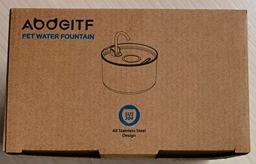 AOOGITF Cat Water Fountain, 304 Stainless Steel Pet Water Fountain, 24/7 Keep The Water Fresh, 74oz Capacity, Ultra-Quiet, No Sputter, Compact, Easy Cleaning, Suit for Pets
