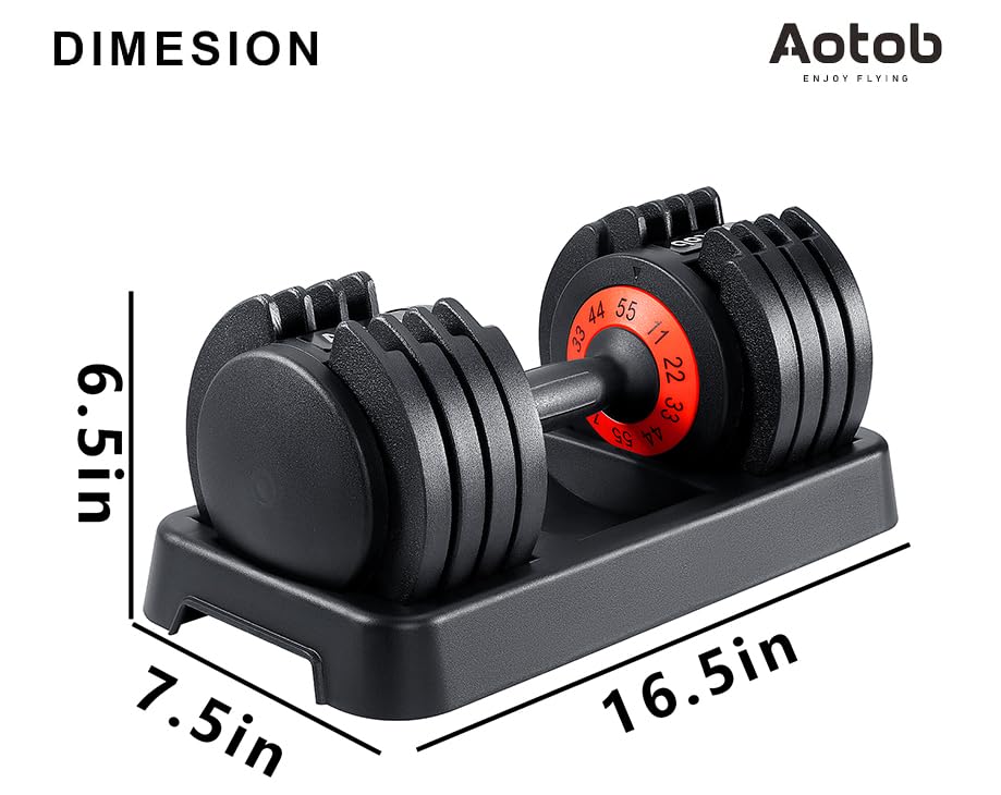 AOTOB 55 lbs (Pair) Adjustable Dumbbell Set, Dumbbells Adjustable Weights with Anti-Slip Fast Adjust Turning Handle, Dumbbell Sets Adjustable for Men and Women, Dumbbells Pair for Home Gym Exercise