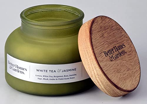 BetterHomes&Gardens 18oz Scented Candle, White Tea and Jasmine 2-Pack, 18oz (501g) x 2 [excluding glass jar weight] (44225)