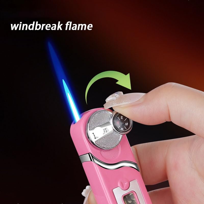 2024 New Butane Lighter, Windproof Blue Flame, Transparent Gas Window, Adjustable Flame Size, Suitable, Daily Use (Color : C3)