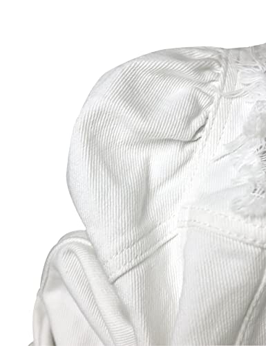 AMEBELLE Jean Jacket for Women Long Puff Sleeve Distressed Crop Denim Jackets Top(0002-White-L)